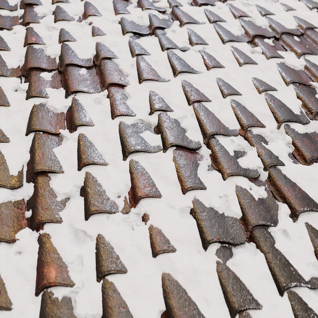 Aged Terracotta Snow Capped Roof Texture 4081 - LotPixel