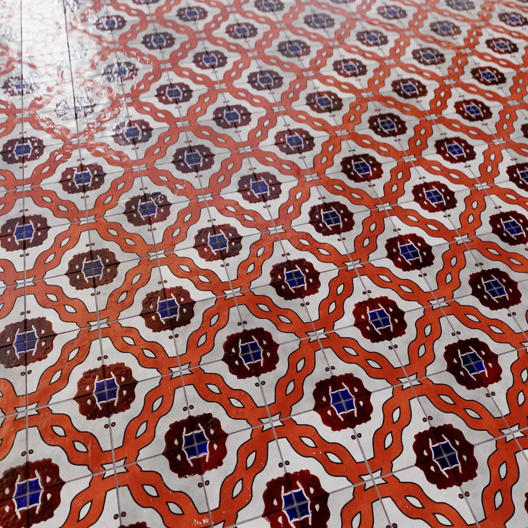 Free Aged Ornate Crimson Tile Texture 2271 - LotPixel