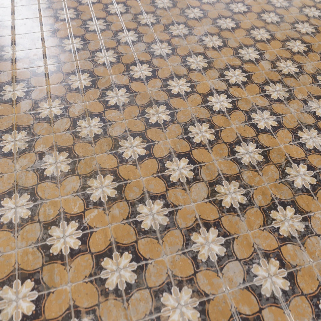 Ivory Floral Patina Ceramic Texture 4616 - LotPixel