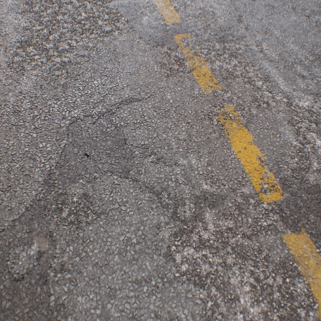 Yellow Two Lane Worn Asphalt Texture 3131 - LotPixel